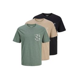 Jack & Jones Jack & Jones T-Shirt 'JJRox' Herren Gr&ouml;&szlig;e L beige / gr&uuml;n / schwarz