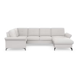 Wohnlandschaft Home Affaire "Calando U-Form", silber, B:326cm H:91cm T:188cm, 98% Polyester 2% Polyamid, Sofas, Wohnlandschaft, wahlweise mit Bettfunktion, Bettkasten und Armteilfunktion