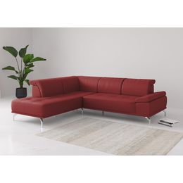 Ecksofa Home Affaire "Caluna", rot (feuerrot), B:274cm H:81cm T:235cm, Sofas, Ecksofa, Inkl.Sitztiefenverstellung, wahlweise mit Kopf- und Armteilverstellung