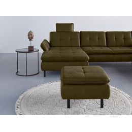 Polsterhocker Home Affaire "Birkholm", gr&uuml;n (olive), B:65cm H:44cm T:65cm, 100% Polyester, Hocker, Polsterhocker, passend zur Serie "Birkholm", B/T/H: 65/65/44 cm