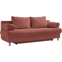 Schlafsofa Home Affaire "Como", orange (terrakotta), B:196cm H:43cm T:53cm, 92% Polyester, 8% Nylon, Sofas, Schlafsofa, 2-Sitzer, Federkern, Breite 196 cm, inkl. R&uuml;cken.-und Armlehnenkissen