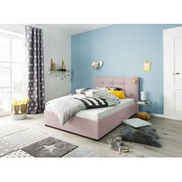 Polsterbett Home Affaire "Endres", rosa (flamingo), B:133cm L:210cm, imgr&auml;gnierte Struktur (100% Polyester), Betten, Polsterbett, mit Bettkasten, wahlweise ohne Matratze/Lattenrost oder incl. Matratze