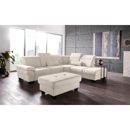 Ecksofa Home Affaire "Cornwall L-Form", beige (natur), B:283cm H:84cm T:253cm, Struktur fein (100% Polyester);Luxus-Microfaser weich (90% Polyester, 10% Polyamid), Sofas, Ecksofa, incl. Sitztiefenverstellung, mit Bettfunktion und Kopfteilverstellung
