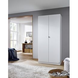 Dreht&uuml;renschrank Rauch "Kleiderschrank Schrank Garderobe W&auml;scheschrank Ankleide ONTARIO", wei&szlig;, B:91cm H:197cm T:54cm, Holzwerkstoff, Schr&auml;nke, Dreht&uuml;renschrank, in schlichtem Stil mit Metallgriff in Graumetallic MADE IN GERMANY