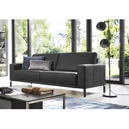 2,5-Sitzer Home Affaire "Apiro", schwarz, B:218cm H:87cm T:88cm, Sofas, auch mit motorischem Sitzvorzug, in 3 Breiten, Dickleder, Federkern