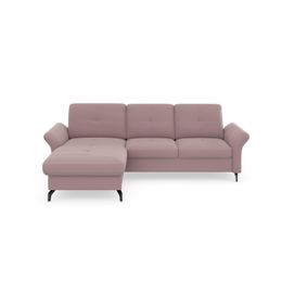 Ecksofa Home Affaire "Calando L-Form", lila (flieder), B:258cm H:91cm T:165cm, 90% Polyester 10% Polyamid, Sofas, Ecksofa, wahlweise mit Bettfunktion, Bettkasten und Armteilfunktion