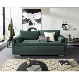 Schlafsofa OTTO HOME "Berlin", gr&uuml;n, B:218cm H:97cm T:96cm, Microfaser PRIMABELLE (100% Polyester);Struktur fein (100% Polyester);Samtoptik (100% Polyester), Sofas, Schlafsofa, mit Boxspringaufbau, Bettfunktion & Bettkasten, Dauerschlafsofa