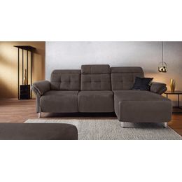 Ecksofa Home Affaire "Manhattan L-Form", braun (espresso), B:270cm H:102cm T:168cm, Kunstleder SOFTLUX;Flachgewebe (100% Polyester);Struktur (100% Polyester), Sofas, Ecksofa, 2 Sitze mit elektrischer Relaxfunktion, verstellbare Armlehnen