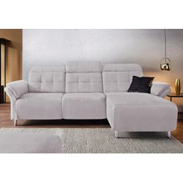 Ecksofa Home Affaire "Manhattan L-Form", silber, B:270cm H:102cm T:168cm, Kunstleder SOFTLUX;Flachgewebe (100% Polyester);Struktur (100% Polyester), Sofas, Ecksofa, 2 Sitze mit elektrischer Relaxfunktion, verstellbare Armlehnen