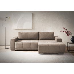 Ecksofa Home Affaire "Bolero L-Form", grau (taupe), B:241cm H:66cm T:165cm, 96% POLYESTER (PES)/4% POLYAMID(PA), Sofas, Ecksofa, wahlweise mit Bettfunktion & Bettkasten