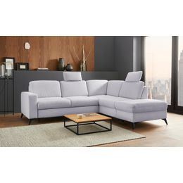Ecksofa Home Affaire "Lolland L-Form", silber, B:249cm H:88cm T:212cm, Struktur impr&auml;gniert - feucht abwischbar (100% Polyester);Struktur Flausch (90% Polyester, 10% Polyamid);Luxus-Microfaser ALTARA NUBUCK (100% Polyester), Sofas, Ecksofa, Wahlweise mit Bettfunktion und Stauraum, auch mit abwischbarem Bezug