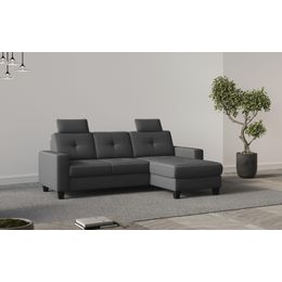 Ecksofa Home Affaire "Varese", grau (dunkelgrau), B:239cm H:91cm T:164cm, 95%Polyester 5%Polyamid, Sofas, Ecksofa, wahlweise mit Bettfunktion und Bettkasten