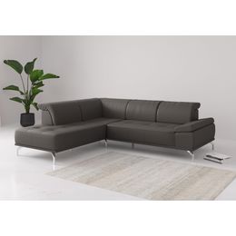 Ecksofa Home Affaire "Caluna", braun (mocca), B:274cm H:81cm T:235cm, Sofas, Ecksofa, Inkl.Sitztiefenverstellung, wahlweise mit Kopf- und Armteilverstellung