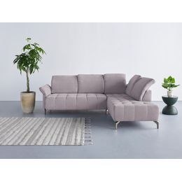 Ecksofa Home Affaire "Fresh L-Form", grau (anthrazit), B:260cm H:79cm T:220cm, 100% Polyester, Sofas, Ecksofa, Federkern, wahlweise Kopfteilverstellung und motorischer Vorziehsitz