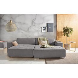 Ecksofa Home Affaire "Sapporo L-Form", grau, B:293cm H:78cm T:172cm, Struktur fein (100% Polyester);Luxus-Microfaser weich (90% Polyester, 10% Polyacryl);Struktur impr&auml;gniert (100% Polyester), Sofas, Ecksofa, wahlweise Bettfunktion oder Sitztiefenverstellung, Federkern