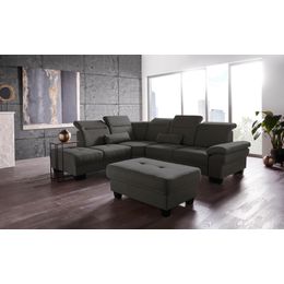 Ecksofa Home Affaire "Cornwall L-Form", grau (anthrazit), B:283cm H:84cm T:253cm, Struktur fein (100% Polyester);Luxus-Microfaser weich (90% Polyester, 10% Polyamid), Sofas, Ecksofa, incl. Sitztiefenverstellung, mit Bettfunktion und Kopfteilverstellung
