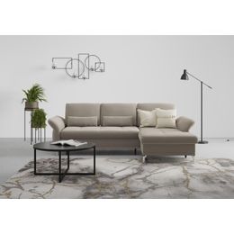 Ecksofa Home Affaire "Palm Beach L-Form", braun (latte), B:275cm H:89cm T:175cm, 100%Polyester, Sofas, Ecksofa, Federkern, mit Sitztiefenverstellung, wahlweise mit Bettfunktion