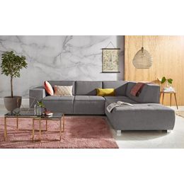 Ecksofa Home Affaire "Sapporo L-Form", grau, B:272cm H:78cm T:222cm, Struktur fein (100% Polyester);Luxus-Microfaser weich (90% Polyester, 10% Polyacryl);Struktur impr&auml;gniert (100% Polyester), Sofas, Ecksofa, wahlweise Bettfunktion oder Sitztiefenverstellung, Federkern