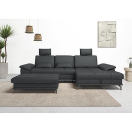 Ecksofa OTTO HOME "Costello L-Form, B: 301 cm mit Sitztiefen-, Armteilverstellung &", schwarz, B:301cm H:89cm T:176cm, Luxus-Microfaser (90% Polyester, 10% Polyamid);Samtoptik (100% Polyester), Sofas, Ecksofa, 3 Nierenkissen, optional Bettfunktion & Bettkasten