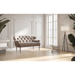 2-Sitzer Home Affaire "Amber", grau (taupe), B:153cm H:97cm T:87cm, 90% Polyester, 10% Polyamid, Sofas, mit Knopfheftung,in verschieden Stoffarten