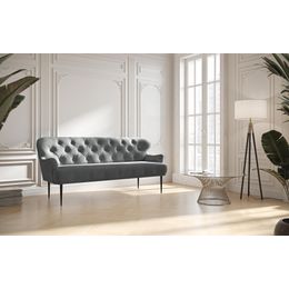 3-Sitzer Home Affaire "Amber", grau, B:193cm H:97cm T:87cm, 100% Polyester, Sofas, mit Knopfheftung,in verschieden Stoffarten
