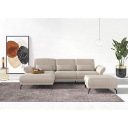 Ecksofa Home Affaire "Coco L-Form", beige (creme), B:284cm H:88cm T:196cm, 100% Polyester, Sofas, Ecksofa, Sitztiefen-, Arm- und Kopfteilverstellung, Cord-Bezug, Fu&szlig;h&ouml;he 15 cm