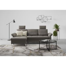 Ecksofa Home Affaire "Palm Beach L-Form", braun (schlamm), B:275cm H:89cm T:175cm, 100%Polyester, Sofas, Ecksofa, Federkern, mit Sitztiefenverstellung, wahlweise mit Bettfunktion