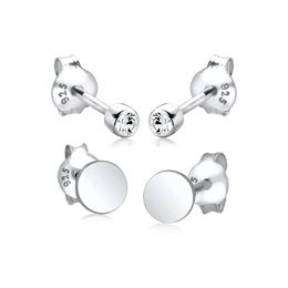 Ohrring-Set Elli "Ohrstecker Set mit Kristallen von Swarovski 925 Silber", silber, Ohrringe, Damen, onesize,mit Steinen, Silber 925 (Sterlingsilber)