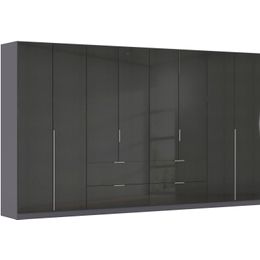 Dreht&uuml;renschrank OTTO HOME "Kleiderschrank Schrank Garderobe AGORDO mit Dekor- oder Hochglanzfront", graumetallic, hochglanz effektgrau, B:360cm H:210cm T:54cm, Holzwerkstoff, Schr&auml;nke, Dreht&uuml;renschrank, mit Au&szlig;enschubk&auml;sten, in 7 Breiten und 2 H&ouml;hen MADE IN GERMANY, Topseller