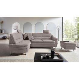 Ecksofa Home Affaire "Cardoso L-Form", grau, B:250cm H:90cm T:175cm, Struktur impr&auml;gniert (100% Polyester);Luxus-Microfaser ALTARA NUBUCK (100% Polyester);Struktur (52% Polyester, 35% Polyacryl, 13% Baumwolle);Luxus-Microfaser weich (90% Polyester, 10% Polyamid), Sofas, Ecksofa, Federkern, wahlweise mit Bett, Schubkasten
