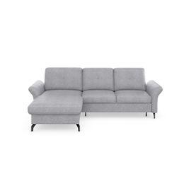 Ecksofa Home Affaire "Calando L-Form", silber, B:258cm H:91cm T:165cm, 100% Polyester, Sofas, Ecksofa, wahlweise mit Bettfunktion, Bettkasten und Armteilfunktion
