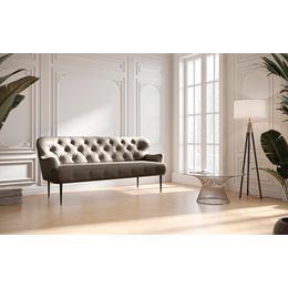 3-Sitzer Home Affaire "Amber", grau (anthrazit), B:193cm H:97cm T:87cm, 100% Polyester, Sofas, mit Knopfheftung,in verschieden Stoffarten