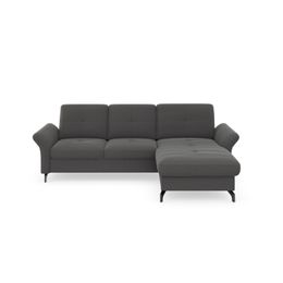 Ecksofa Home Affaire "Calando L-Form", grau, B:258cm H:91cm T:165cm, 90% Polyester 10% Polyamid, Sofas, Ecksofa, wahlweise mit Bettfunktion, Bettkasten und Armteilfunktion