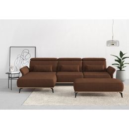 Ecksofa Home Affaire "Fjord L-Form", rosa (kupfer), B:324cm H:93cm T:184cm, 100% Polyester, Sofas, Ecksofa, massiv, wahlweise mit Armlehnfunktion, Kopf- Sitztiefenverstellung
