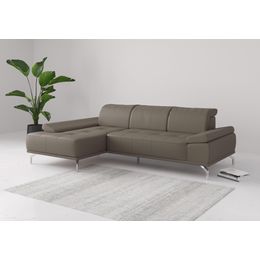 Ecksofa Home Affaire "Caluna", grau (delphine), B:280cm H:81cm T:174cm, Sofas, Ecksofa, Inkl.Sitztiefenverstellung, wahlweise mit Kopf- und Armteilverstellung