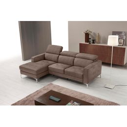 Ecksofa Egoitaliano "Matt, erstklassiger Sitzkomfort, aufwendige Detailverarbeitung, L-Form", braun (mud), B:247cm H:100cm, Luxus-Micofaser Lederoptik (100% Polyester) ist ein neues technisches Gewebe mit einem visuellen und taktilen Aspekt, der dem Nubuk sehr nahe kommt, mit innovativen Eigenschaften. Seine au&szlig;erordentliche Weichheit kommt von einem exklusiven Produktionsprozess, der Unreinheiten