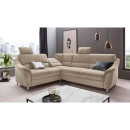 Ecksofa Home Affaire "Cardoso L-Form", beige, B:249cm H:90cm T:209cm, Luxus-Microfaser Lederoptik (100% Polyester);Luxus-Microfaser (100% Polyester);Luxus-Microfaser ALTARA NUBUCK (100% Polyester);Struktur (100% Polyester), Sofas, Ecksofa, Federkern, wahlweise mit Bett, Schubkasten, teilweise Relaxfunktion