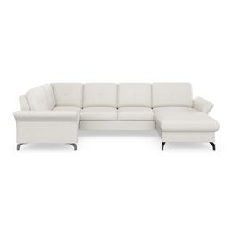 Wohnlandschaft Home Affaire "Calando U-Form", grau (hellgrau), B:326cm H:91cm T:188cm, 92% Polyester 8% Polyamid, Sofas, Wohnlandschaft, wahlweise mit Bettfunktion, Bettkasten und Armteilfunktion
