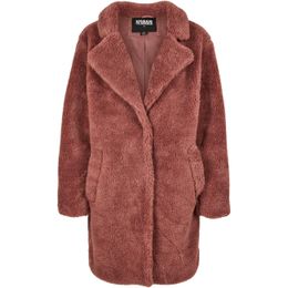 Parka Urban Classics "Urban Classics Damen Ladies Oversized Sherpa Coat", Damen, Gr. M, schwarzrose, 100% Polyester, unifarben, oversize, amerikanischer Ausschnitt, Jacken Parka