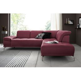 Ecksofa Home Affaire "Caluna", lila (chianti), B:262cm H:97cm T:233cm, Luxus-Microfaser Vintageoptik (100% Polyester);Flachgewebe Mura: (100% Polyester);Luxus-Mikrofaser (90% Polyester, 10% Polyamid), Sofas, Ecksofa, Inkl.Sitztiefenverstellung, wahlweise mit Kopf- und Armteilverstellung