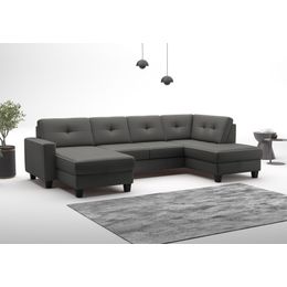 Wohnlandschaft Home Affaire "Varese", anthrazit, B:304cm H:91cm T:170cm, Sofas, Wohnlandschaft, wahlweise mit Bettfunktion und Bettkasten