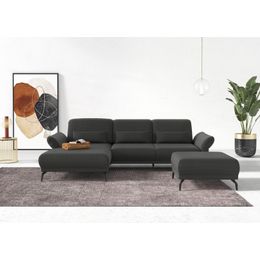 Ecksofa Home Affaire "Coco L-Form", grau (anthrazit), B:284cm H:88cm T:196cm, 95% Polyester, 5% Polyamid, Sofas, Ecksofa, Sitztiefen-, Arm- und Kopfteilverstellung, Cord-Bezug, Fu&szlig;h&ouml;he 15 cm