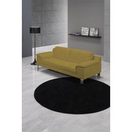 2,5-Sitzer Egoitaliano "Shakira, Design und Sitzkomfort auf hohem Niveau, tolle Details", gelb, B:216cm H:84cm T:92cm, Luxus-Micofaser Lederoptik (100% Polyester) ist ein neues technisches Gewebe mit einem visuellen und taktilen Aspekt, der dem Nubuk sehr nahe kommt, mit innovativen Eigenschaften. Seine au&szlig;erordentliche Weichheit kommt von einem exklusiven Produktionsprozess, der Unreinheiten und 