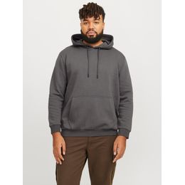 Jack & Jones PlusSize Kapuzensweatshirt "JJEBRADLEY SWEAT HOOD NOOS PLS", Herren, Gr. 6XL, grau (castlerock), angeraute Sweatware, Obermaterial: 61% Polyester, 39% Baumwolle, JACK & JONES PLUSSIZE, unifarben, loose fit normal, Rundhals, Rippb&uuml;ndchen, Sweatshirts, mit Rippb&uuml;ndchen