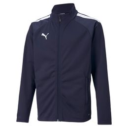 Trainingsjacke Puma "TEAMLIGA TRAINING JACKET JR", M&auml;dchen, Gr. 152, blau (peacoat, Puma wei&szlig;), Trikot, Obermaterial: 100% Polyester, unifarben, regular fit normal, Jacken Trainingsjacke, f&uuml;r Jugendliche, mit Rei&szlig;verschlusstaschen, mit DryCELL Technologie