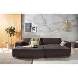 Ecksofa Home Affaire "Sapporo L-Form", braun (dunkelbraun), B:293cm H:78cm T:172cm, Struktur fein (100% Polyester);Luxus-Microfaser weich (90% Polyester, 10% Polyacryl);Struktur impr&auml;gniert (100% Polyester), Sofas, Ecksofa, wahlweise Bettfunktion oder Sitztiefenverstellung, Federkern