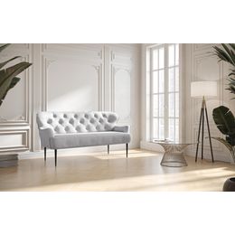 2,5-Sitzer Home Affaire "Amber", silber, B:173cm H:97cm T:87cm, 90% Polyester, 10% Polyamid, Sofas, mit Knopfheftung,in verschieden Stoffarten