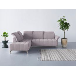 Ecksofa Home Affaire "Fresh L-Form", grau (anthrazit), B:260cm H:79cm T:220cm, 100% Polyester, Sofas, Ecksofa, Federkern, wahlweise Kopfteilverstellung und motorischer Vorziehsitz