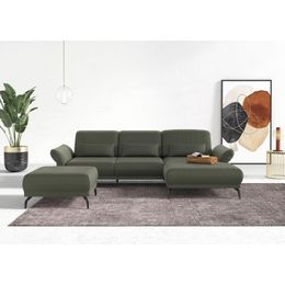Ecksofa Home Affaire "Coco L-Form", gr&uuml;n (olive), B:284cm H:88cm T:196cm, 95% Polyester, 5% Polyamid, Sofas, Ecksofa, Sitztiefen-, Arm- und Kopfteilverstellung, Cord-Bezug, Fu&szlig;h&ouml;he 15 cm