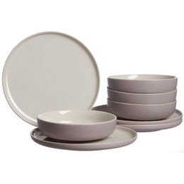 Ritzenhoff & Breker Tafelservice RITZENHOFF & BREKER "Teller Set, Geschirr-Set Jasper", grau (taupe), 8 Stk., Steinzeug, Geschirr-Sets, Tafelservice, Scandic Style, 8 Teile, f&uuml;r 4 Personen